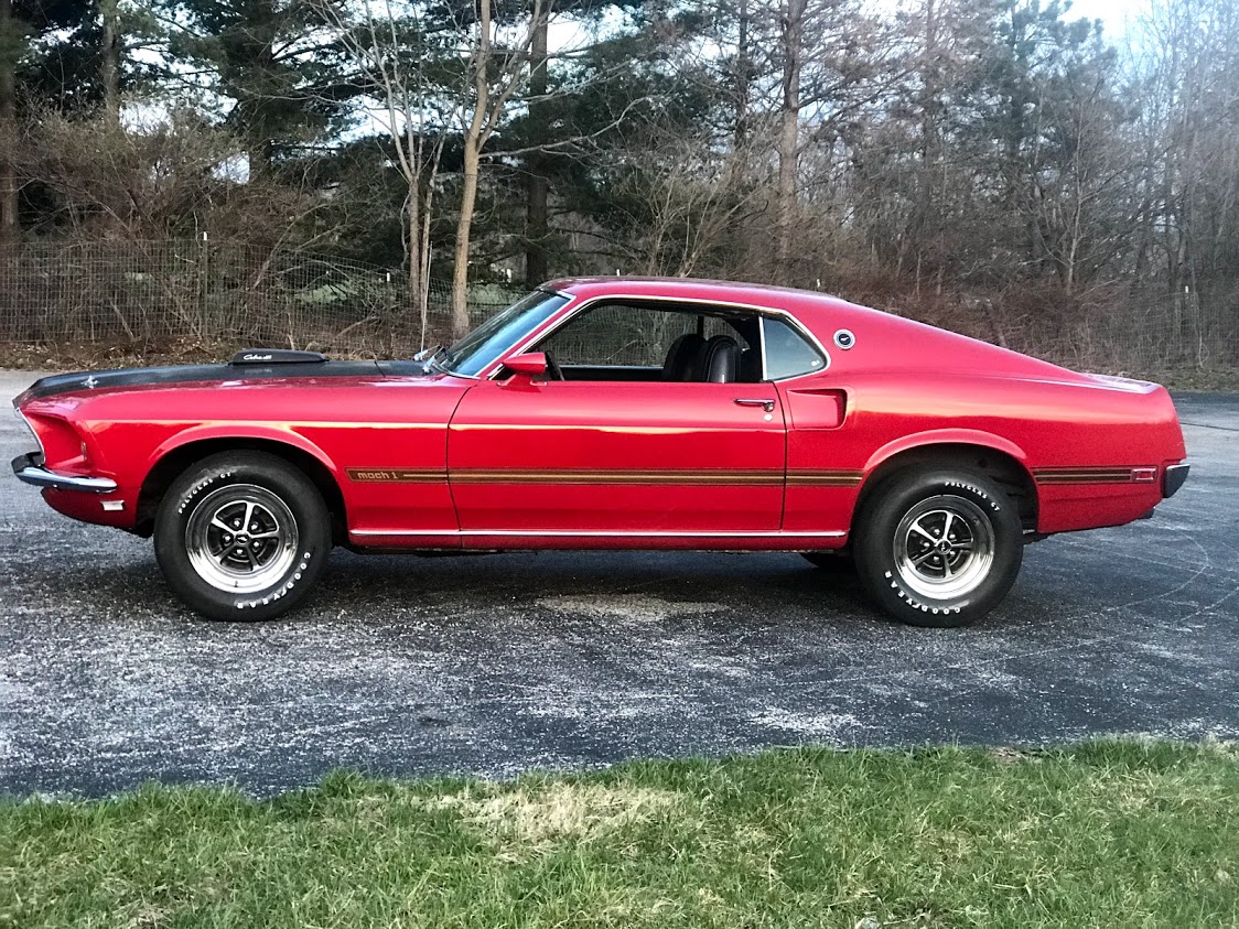 1969 Ford Mustang Mach 1 R code 4 speed Red 6515 - BenzaMotors